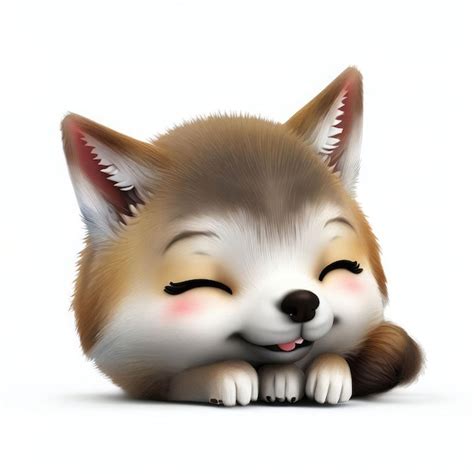 Premium Photo Cute Smile Wolf 3d Character