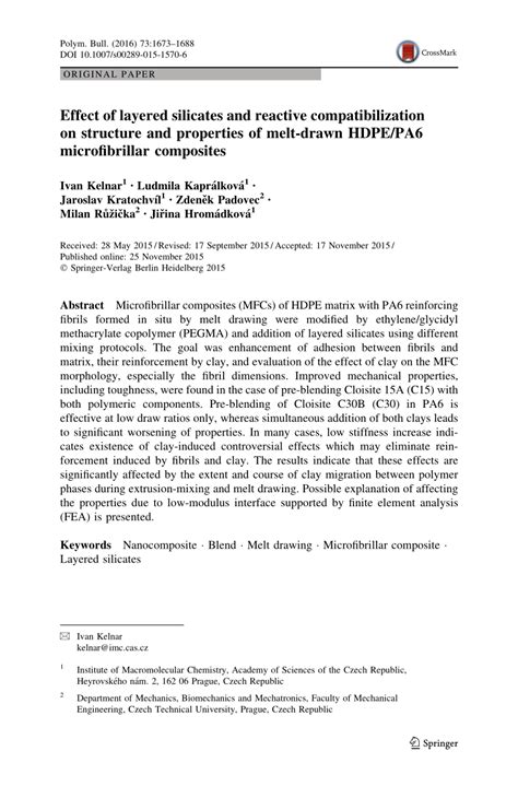 Pdf Effect Of Layered Silicates And Reactive Compatibilization On