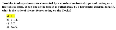 Solved Two Blocks Of Equal Mass Are Connected By A Massless