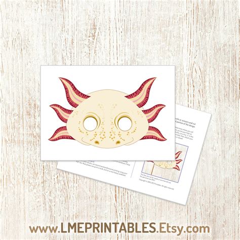 Axolotl Mask Printable Halloween Costume Albino Amphibian Salamander