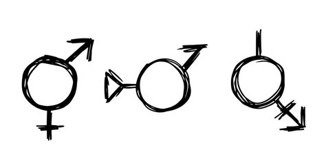 Love Doodle Set Of Hand Drawn Bigender Identity Icon Symbol Used To