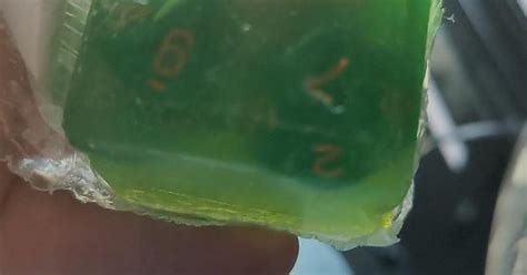 Gelatinous Cube Soap Lime With Dice And A Small Floating Skull In It