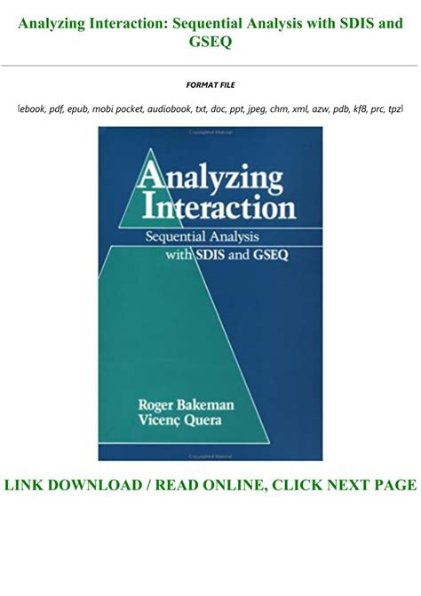 [ebook] Reading Analyzing Interaction Sequential Analysis With Sdis