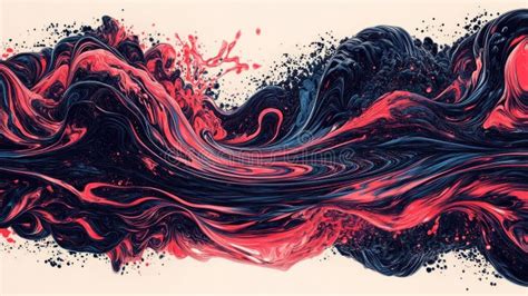 Abstract Swirling Patterns In Red And Black Evoking Movement And Fluidity Stock Illustration