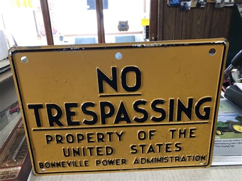 Vintage No Trespassing Sign Original Bonneville Power Authority Ny