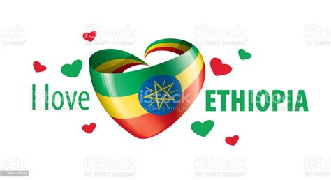 National Flag Of The Ethiopia In The Shape Of A Heart And The