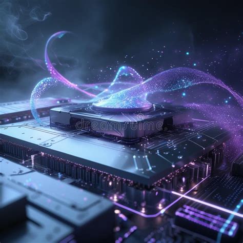 ai generated quantum computing visualization with glowing particles and