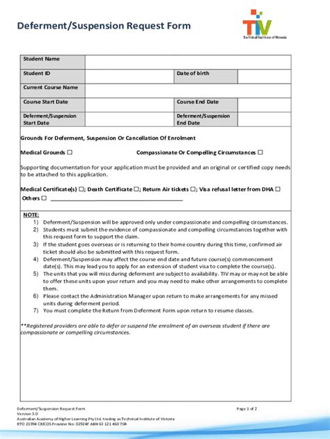Fillable Online Defermentsuspension Request Form Fax Email Print