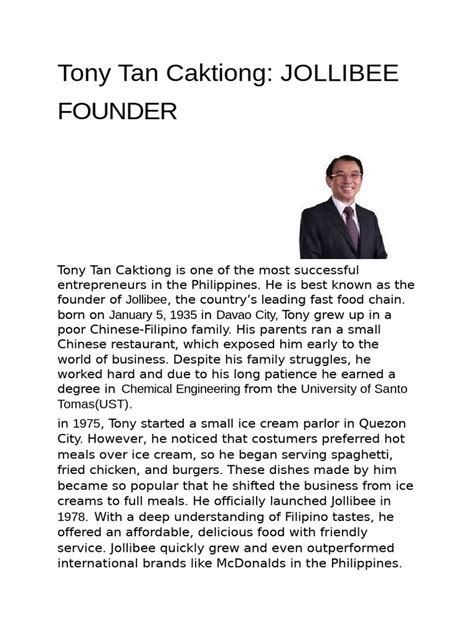 Tony Tan Caktiong Jollibees Founder Pdf