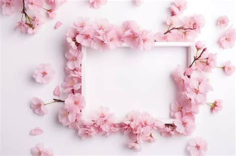 Premium Ai Image Pink Cherry Blossom On A White Background Generate Ai