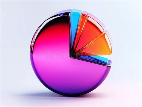 Colorful Pie Chart With Segments Extracted Gradient Colors And Metallic Shine Stock
