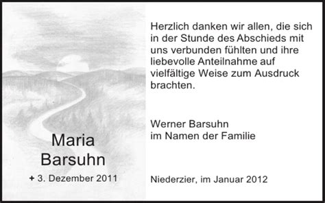 Traueranzeigen Von Maria Barsuhn Aachen Gedenkt