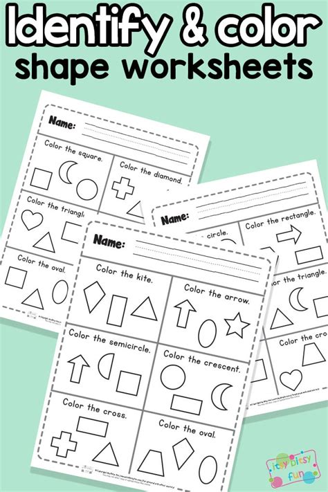 Identify And Color The Shape Worksheets Itsy Bitsy Fun