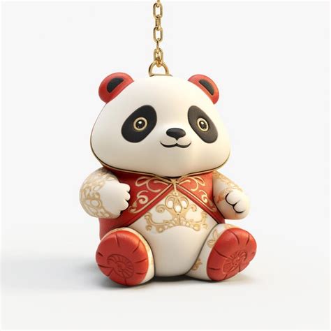 Premium Ai Image Panda Key Chain Isolated On White Background