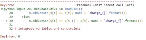 Gurobi With Python Dictionary Key Value Error Stack Overflow