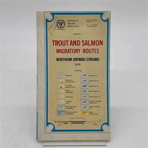 Vintage Map Of Trout And Salmon Migratory Routes Southern Ontario
