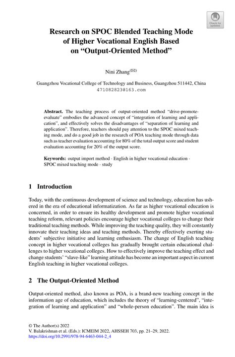 Pdf Research On Spoc Blended Teaching Mode Of Higher Vocational