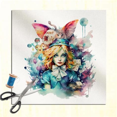 Alice In Wonderland Butterfly Art Watercolor Watercolour Cushion Panel