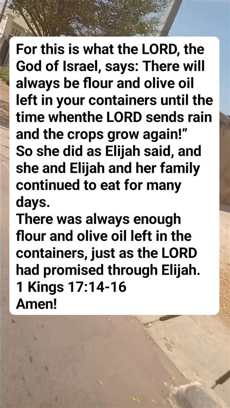 The Jar Of Flour Was Not Exhausted And The Jug Of Oil Did Not Run Dry