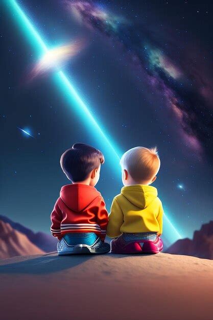 Espacio Tierra Chico Chicas Foto Premium