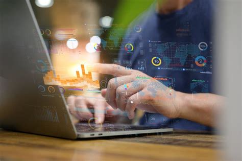 Analyst Working With Business Analytics And Data Management System On