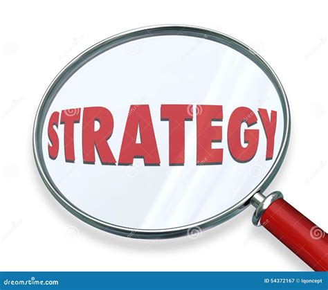 Strategy Magnifying Glass Evaluate Assess Examine Plan Mission O Stock Illustration