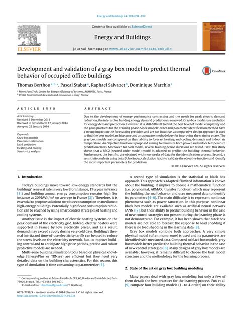 Pdf Development And Validation Of A Gray Box Model To Predict Thermal