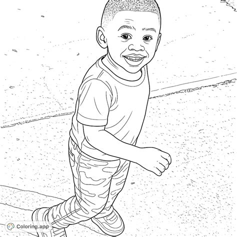 Joyful Young Boy Portrait Coloringapp