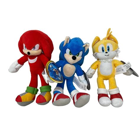 Sonic The Hedgehog 2 Sonic Tails And Knuckles Plush Toy Doll Set Of 3