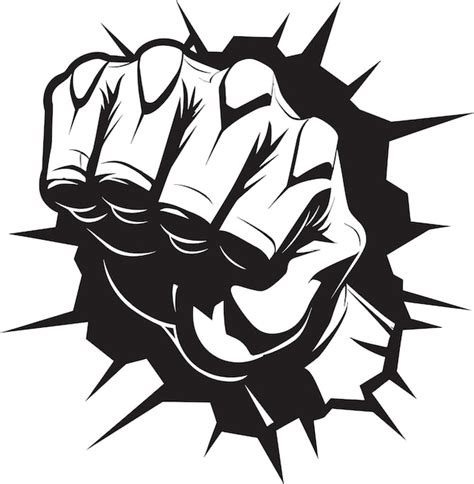 Premium Vector Black And Bold Cartoon Fist Breaking Wall Vector