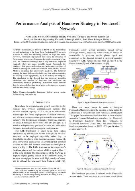pdf performance analysis of handover strategy in femtocell network