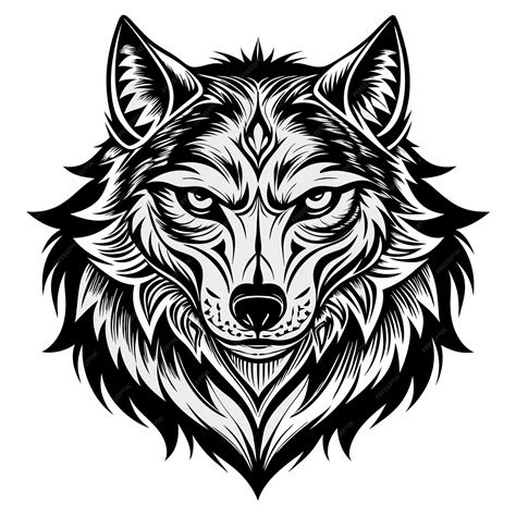 Premium Vector Wolf Head Illustration In Black And White