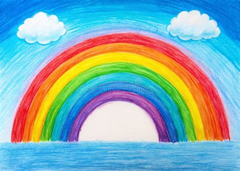 Vibrant Rainbow Drawing A Colorful Pencil Sketch Spectrum Illustration