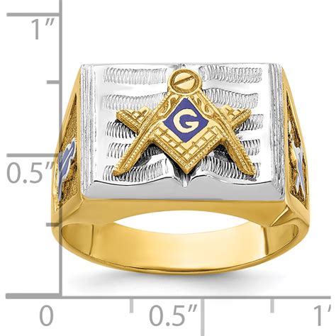 10k Two Tone Ibgoodman Mens Polished And Textured With Blue Enamel