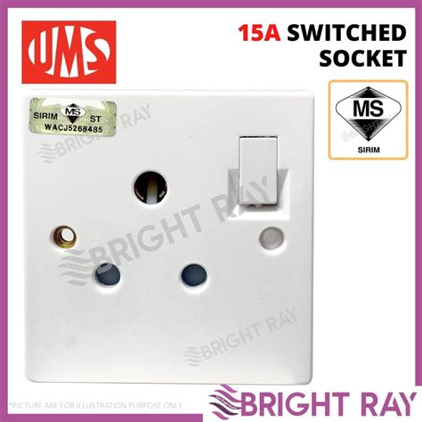 1 Pc Ums 15a Switch Socket 250v Ac 1 Gang Switched Socket Outlet