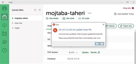 رفع خطای Missing Hosts Entry Could Not Update Hosts File در نرم‌افزار