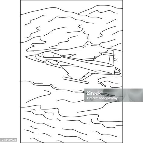 Ilustración De Dibujo De Libro Para Colorear De Aviones Militares Y Más