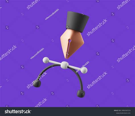 Simple Curve Pen Tool Bezier 3d Stock Illustration 2092307233