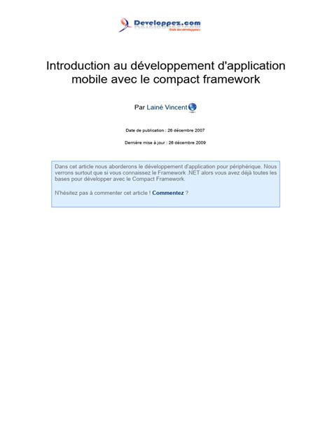 Intro Compact Framework Pdf Microsoft Windows Téléphone Intelligent