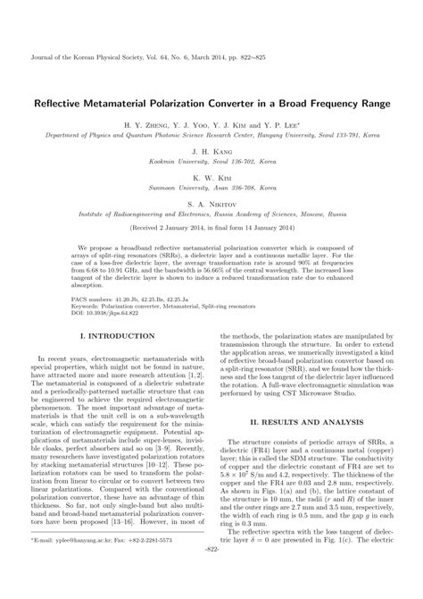 Pdf Reflective Metamaterial Polarization Converter In A Broad