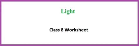 Light Class 8 Worksheet