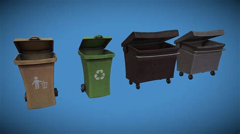3d Model Stylized London Uk Trash Bin And Recycle Bin Vr Ar Low