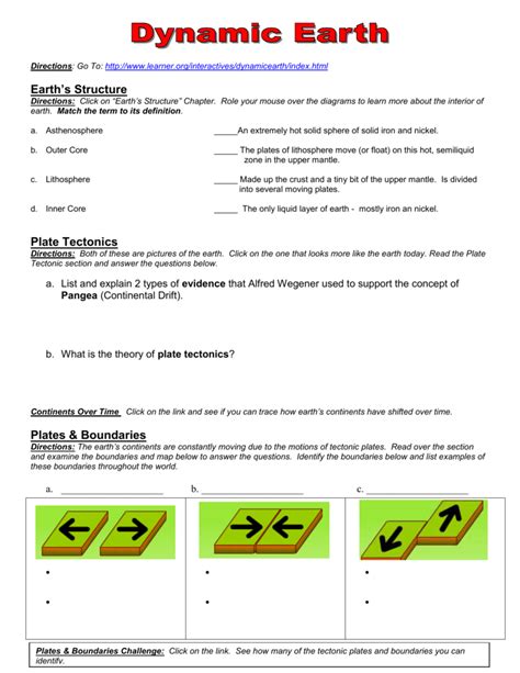 Dynamic Earth Interactive Worksheet Answers The Earth Images Revimageorg