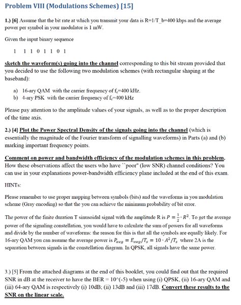 Modulation Schemes Assume That The Bit Rate At Which
