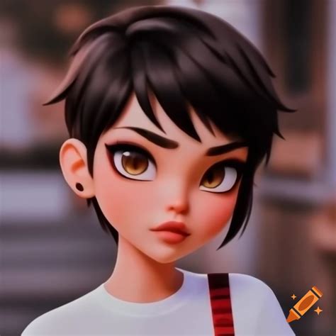 Pixie Cut Cartoon Cute Girl With Short Hair Cartoon Character