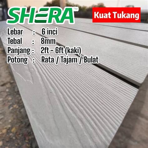 Shera Plank 6 Inci X 8mm Facial Board Papan Cantik Pagar Dinding Simen Papan Leleh