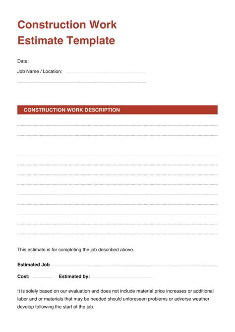 Construction Work Estimate Template Easy To Automate Airslate