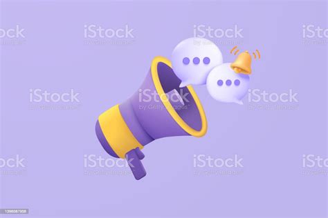 발표 승진을 위한 3d 메가폰 스피커 또는 확성기 불혼 마이크 모형을 가진 메가폰 Loudhailer 고립된 배경에 대한 경고 그리고 발표를 위한 스피커폰 3d 벡터 렌더링