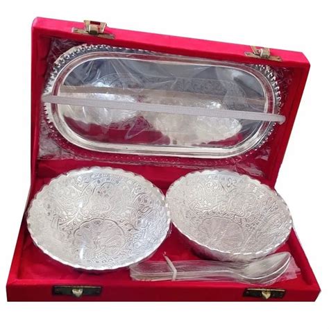 Silver Plated Tray Bowl Set Size 35 Inch Bowl Diameter At ₹ 125piece In Moradabad