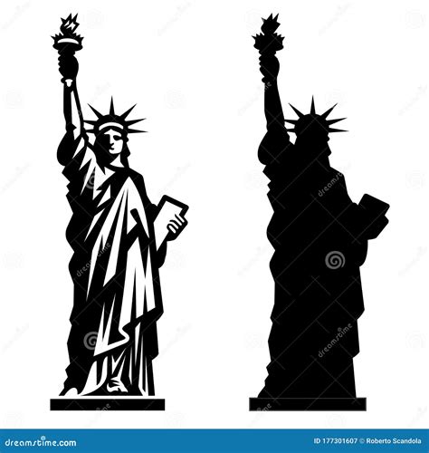 Statue Of Liberty Black And White Clipart